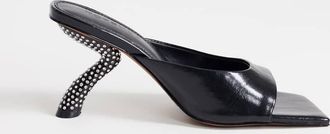 Topshop Octavia Sandale mit Riemchen und hohem Strassabsatz in Schwarz