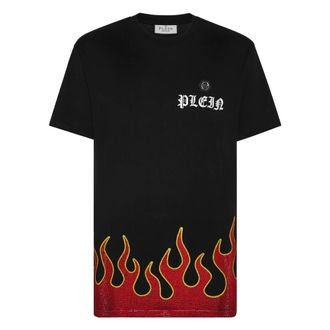 Philipp Plein T-shirt Round Neck SS Flame - - Tops - Herren - Schwarzk - 3XL