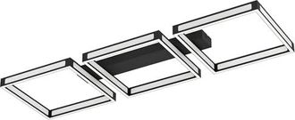 Eglo LED Deckenleuchte Altaflor, Deckenlampe, minimalistisch, Wohnzimmerlampe aus Metall in Schwarz und Kunststoff in Weiß, LED Küchenlampe warmweiß, L 100