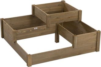 Liberte Jardini&egrave;re en bois 122x122x51cm, avec 3 marches, pour balcons et jardins, marron