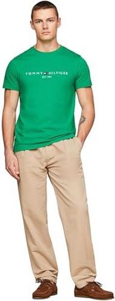 Tommy Hilfiger T-Shirt Manches Courtes Homme Slim Fit, Vert (Olympic Green), XS