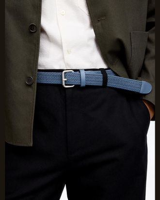 Arket Flechtg&uuml;rtel Mit Lederbesatz -Blau