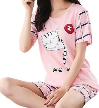 Generic Pyjama Femme Polaire Chaud, Ensembles de Pyjama Femme, Costume en Soie v&ecirc;tements Nuit Sexy Manches Courtes Manches sous-v&ecirc;tements Lingerie Robe Vrac S