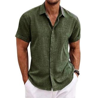 Generic Chemise extensible infroissable et infroissable, vert militaire, XXL