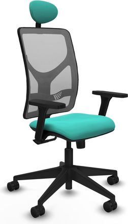 Piqueras y Crespo B&uuml;rostuhl XXL mit 3D-Armlehnen, h&ouml;henverstellbarer Lendenwirbelst&uuml;tze und festem Kopfteil, ausgestattet mit 3 Positionen und Schneideschaum, Grau/T&uuml;rk