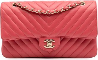 Chanel Hobo Bags - Medium Classic Chevron Lambskin Double Flap - Gr. unisize - in Rot - für Damen