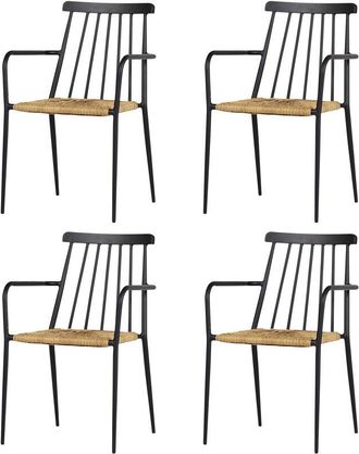 ebuy24 Ebuy24 - 4xEvira Gartenstuhl stapelbar, schwarz und natur