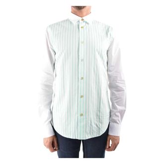 Paul Smith Baumwollhemd mit gr&uuml;nen Bayad&egrave;re-Streifen - - Shirts - Herren - Wei&szlig; - S