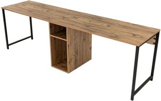 Hanah Home Bureau en bois Twin Study Desk - 240 x 60 x 74 cm - Pin atlantiqueNoir