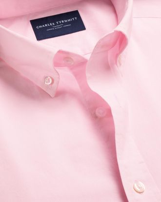 CHARLES TYRWHITT Vorgewaschenes Popeline-Hemd mit Stretch -Rosa