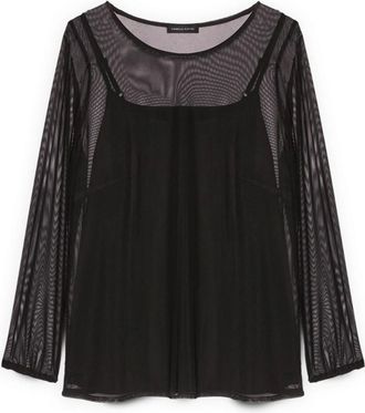 Fiorella Rubino Femme, Blouses et Chemises, Noir, Taille: 44 FR T-shirt en tulle transparent