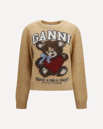 Ganni Alpaca graphic crewneck Sweater Female XS