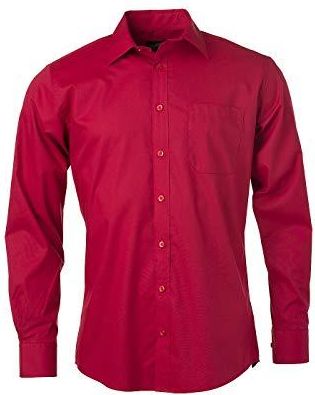 James & Nicholson Homme Chemise Classique Popeline avec Finition Easy Care (XXL, Rouge)