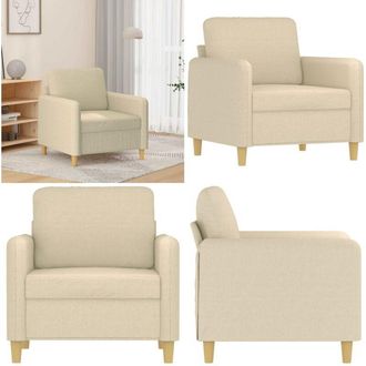 vidaXL Sessel Creme 60 cm Stoff - Esszimmerstuhl - Gem&uuml;tlicher Stuhl - Wohnzimmersofa - Lounge Chair - Cremefarbener Sessel - Home & Living
