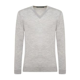 Kiton Homme, Pulls, Gris, Taille: XL Pull V-Neck en Laine Gris Clair