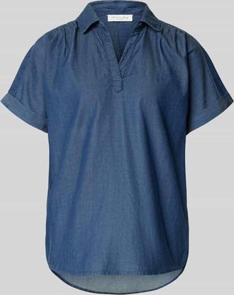 Christian Berg Regular Fit Bluse in Denim-Optik mit V-Ausschnitt