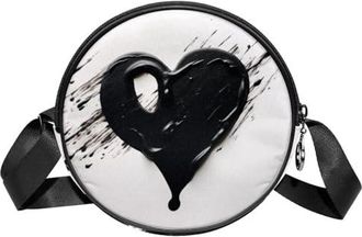 Generic Sac &agrave; bandouli&egrave;re Circle pour femme, petit sac &agrave; bandouli&egrave;re noir avec fermeture &eacute;clair, bretelles r&eacute;glables, sac &agrave; main rond d&eacute;contract&eacute; pour femmes 