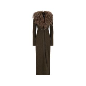 Blumarine Cardigan con piume - - Knitwear - Damen - Gr&uuml;n - S