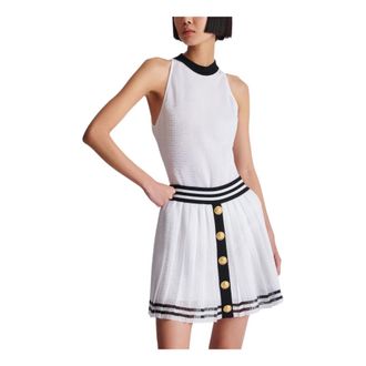 Balmain Zweifarbiger Strick-Body mit Monogramm - - Dresses - Damen - Wei&szlig; - M