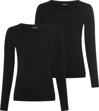 Ysabel Mora Langarmshirt (2er Pack) Rundhals-Ausschnitt, weich, Baumwollmix, elastisch