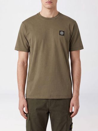 Stone Island T-shirt en coton avec patch logo Compass sur la poitrine