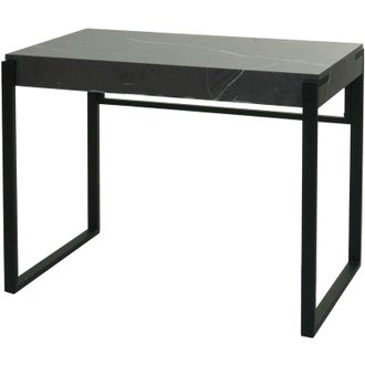 Hhg Schreibtisch 702, B&uuml;rotisch Computertisch Arbeitstisch, Metall 100x54cm Marmor-Optik grau
