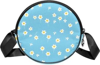 Generic Sac &agrave; bandouli&egrave;re rond pour femme, petit sac &agrave; bandouli&egrave;re &agrave; motif floral avec fermeture &eacute;clair, bretelles r&eacute;glables, sac &agrave; main rond d&eacute;contract&eacute; pour