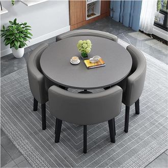 Generic K&uuml;chen-Esstisch-Set, Esstisch und 4 St&uuml;hle, moderner runder K&uuml;chentisch, runder Konferenztisch, for Esszimmer/K&uuml;che(A29,90 * 90 * 75cm)