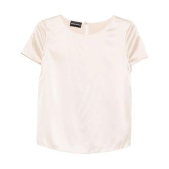 Emporio Armani Femme, Tops, Rose, Taille: 42 FR Blouse &agrave; Manches Courtes en Satin de Soie