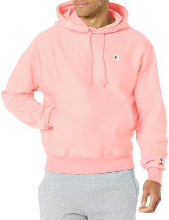 Champion Herren Hoodie, Reverse Weave Fleece Bequemer Pullover Sweatshirt f&uuml;r, Grafik Kapuzenpullover, Primer Pink Left Chest C, X-Small