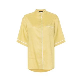 Fabiana Filippi Leinenhemd mit Kontrastbesatz - - Blouses & Shirts - Damen - Gelb - M