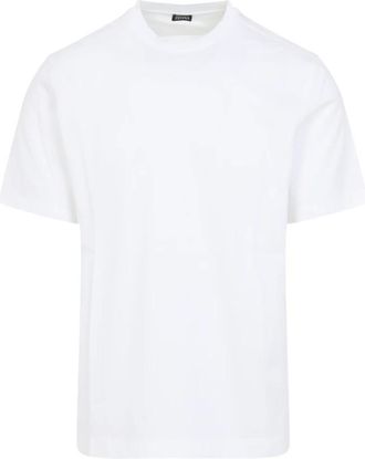 Ermenegildo Zegna Homme, Tops, Blanc, Taille: M T-shirt en coton piqu&eacute;