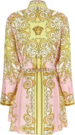 Versace Baroque-Print Silk Twill Blouse - Pink