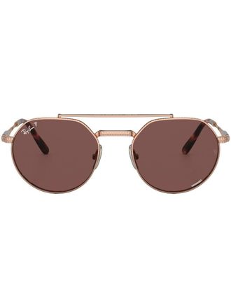 Ray-Ban lunettes de soleil rondes Jack Titanium - Or