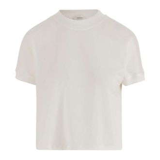 Versace Stretch Baumwoll T-Shirt mit Logo - - Tops - Damen - Wei&szlig; - M