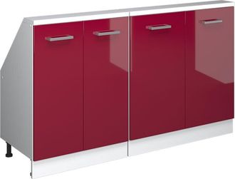 Vicco Armoire sous pente de toit Rion, blanc/bordeaux haute brillance, Lot de 2, Vicco