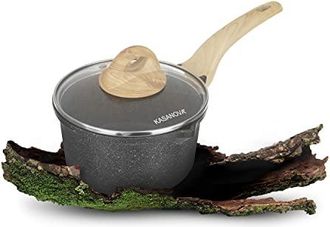 KASANOVA Eco Petra Evolution Topf 16 cm 1 Henkel mit Deckel, Grau