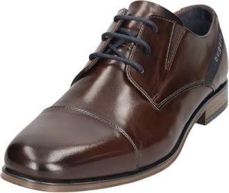 Bugatti Derby pour Homme, avec empiècement en Textile et Lacets transversales, Marron foncé, 42 EU, Marron foncé, 42 EU