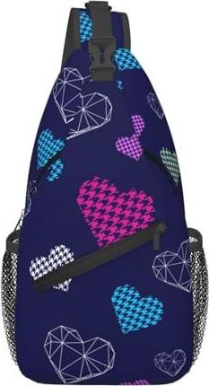 Generic G&eacute;om&eacute;trie Pixels Color&eacute;s Coeurs Sac &Agrave; Dos Bandouli&egrave;re L&eacute;ger Sling Bag Multifonctionnel Sac Poitrine Pour Excursion Sport Randonn&eacute;e
