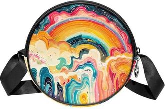 Generic Sac &agrave; bandouli&egrave;re rond rond pour femme, petit sac &agrave; bandouli&egrave;re avec fermeture &eacute;clair et bretelles r&eacute;glables pour femme, fille