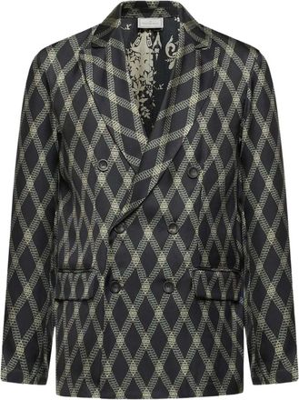 Pierre-Louis Mascia veste croisée à losanges - Noir