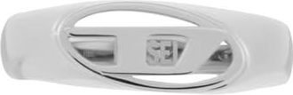 Diesel DX15870409 Bague ovale en acier inoxydable argenté pour homme avec logo D, Acier inoxydable, Aucune pierre précieuse