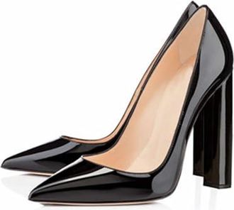 Generic Escarpins &eacute;pais &agrave; Enfiler pour Femmes, Chaussures habill&eacute;es &agrave; Bout Pointu et &agrave; Talons Hauts, Confortables et &agrave; Bout ferm&eacute; en Cuir pour soir&eacute;es et Trav