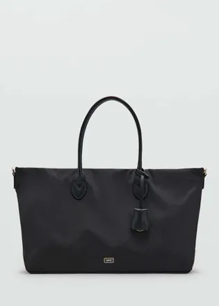 Mango Sac cabas anse double noir - Femme - Taille unique - MANGO