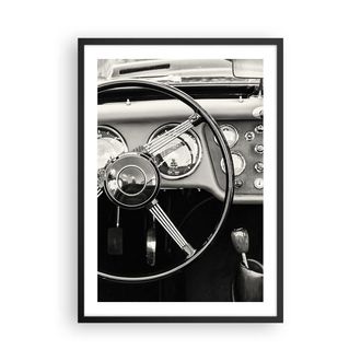 Arttor Wandposter Art Prints 50x70cm Poster Schwarzrahmen Lenkrad Auto Vintage K&uuml;che Wanddeko Bild Wand Kunstdruck Deko Wandbilder Dekoration Wohnzimmer Schl