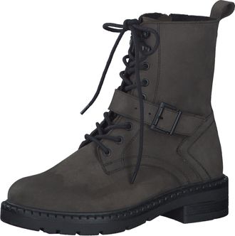 Marco Tozzi Damen Stiefeletten zum Schnüren aus Leder mit Reißverschluss, Braun (Anthracite N.C), 37 EU