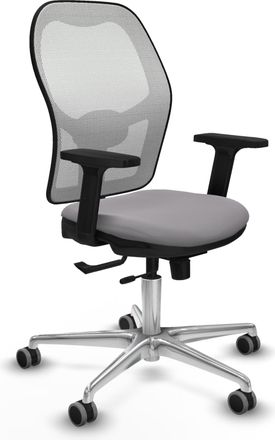 Piqueras y Crespo Jorquera B&uuml;rostuhl mit 2D-Armen, h&ouml;henverstellbare Lendenwirbelst&uuml;tze, ausgestattet mit Syncro/Traslack und injiziertem Schaumstoff, Wei&szlig;/Grau