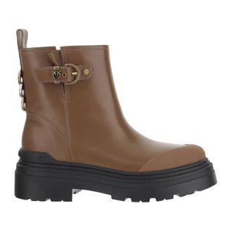 Pinko Lederstiefeletten mit Liebesv&ouml;geln - - Shoes - Damen - Braun - 41 EU