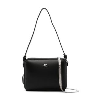 Courrèges Femme, Sacs, Noir, Taille: ONE Size Sac bandoulière chaîne en cuir noir
