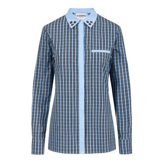 Iceberg Femme, Blouses et Chemises, Bleu, Taille: 38 FR Comfort Fit Poplin Shirt